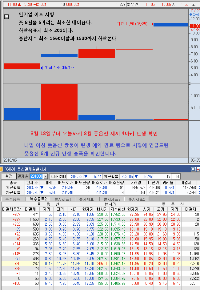 추세매도 목표지수 완료 정리 시황 선옵전문가분석 선물옵션 팍스넷 증권포털